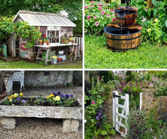 25+ Low Cost Rustic Garden Features (Ideas and Designs)